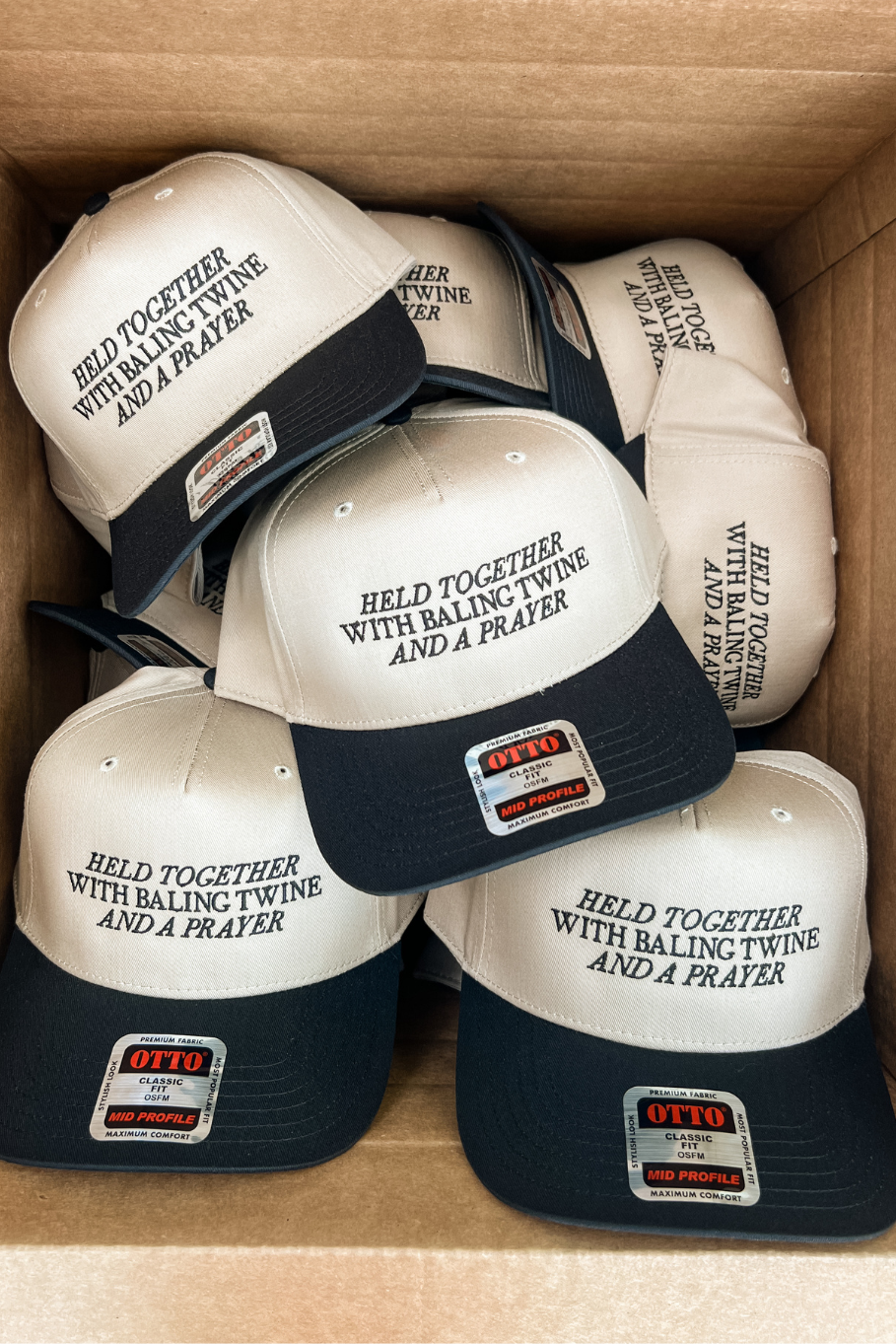 Baling Twine Trucker Hat in Khaki/Black – Oak Barn Beef
